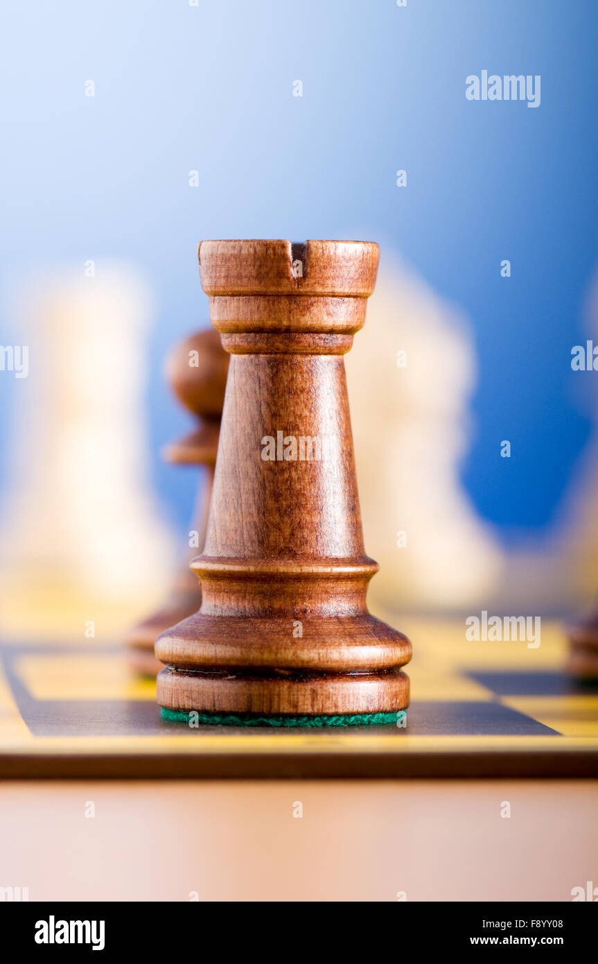 Set of chess figures on the playing board Stock Photo - Alamy