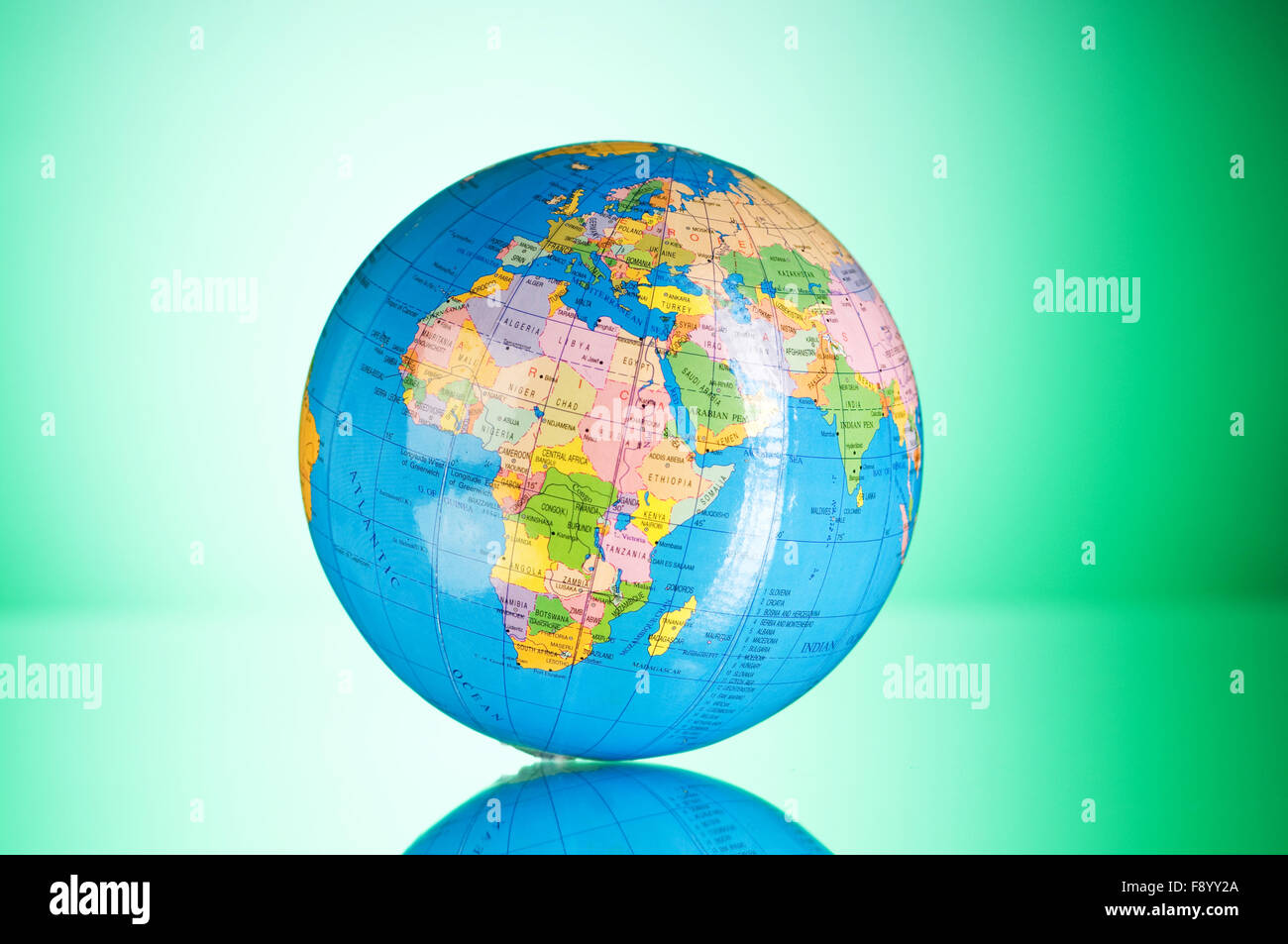 Globalisation concept - globe against gradient colorful background ...