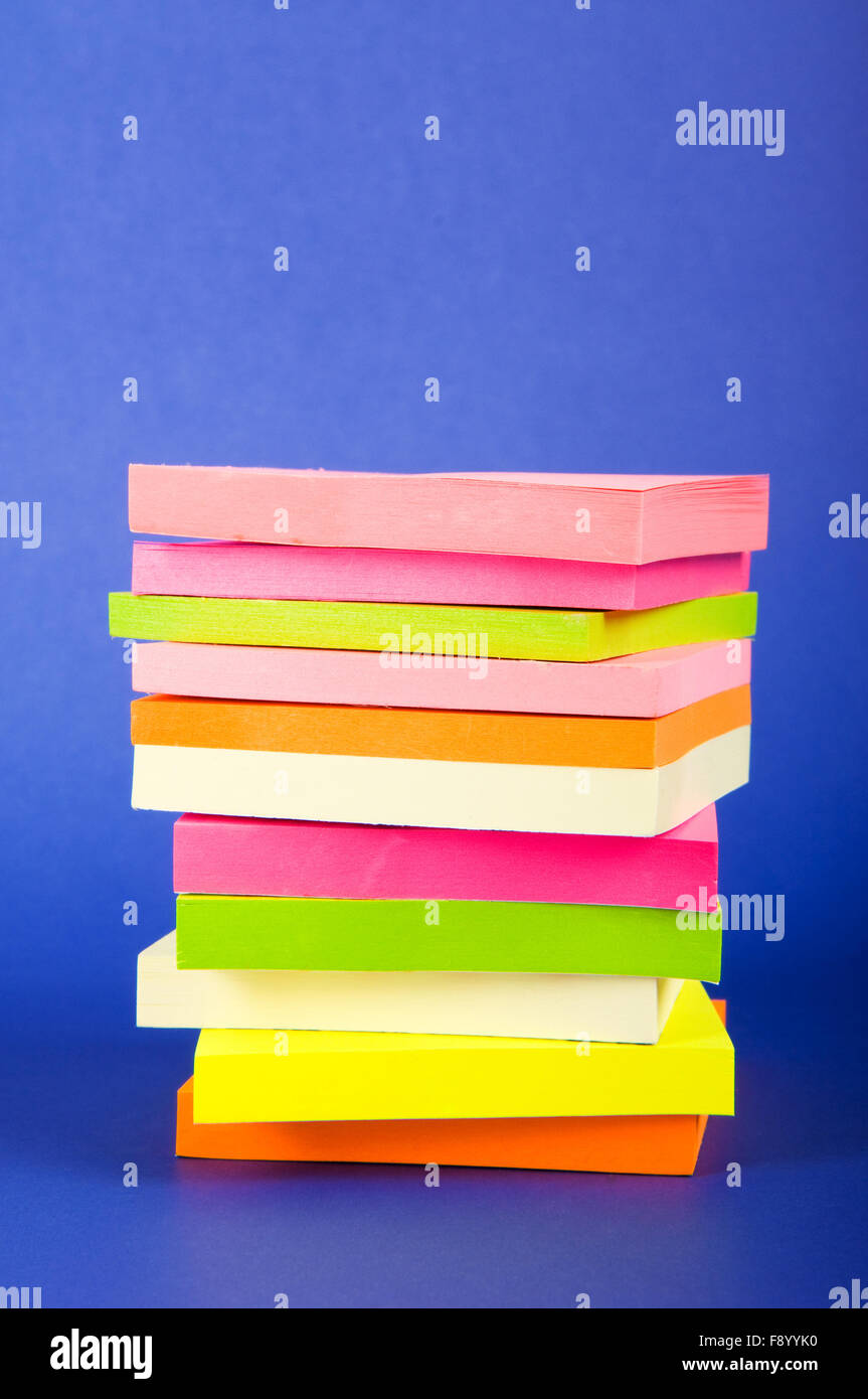 Colorful reminder notes on the color background Stock Photo - Alamy
