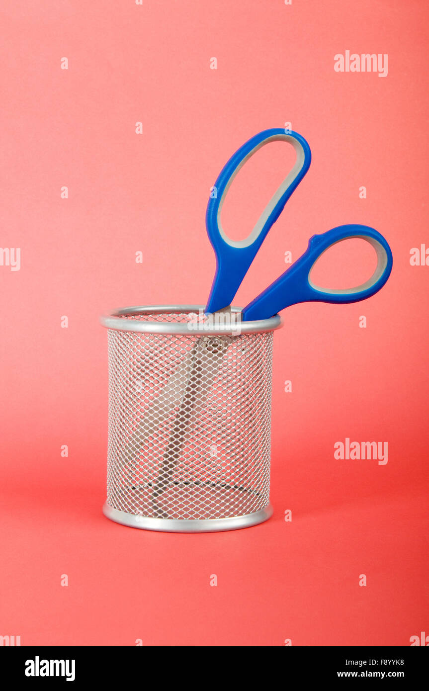 Colorful scissors on the color paper background Stock Photo - Alamy