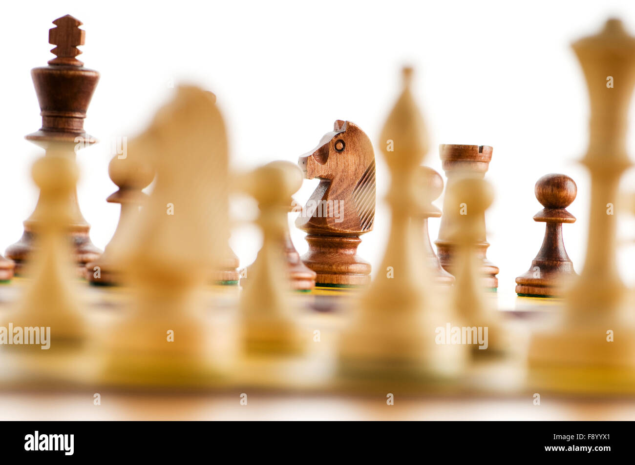 Set of chess figures on the playing board Stock Photo - Alamy