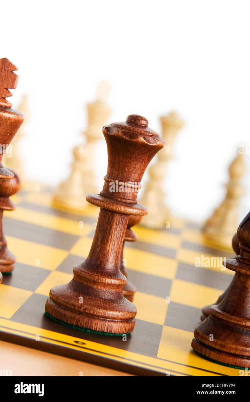 Set of chess figures on the playing board Stock Photo - Alamy