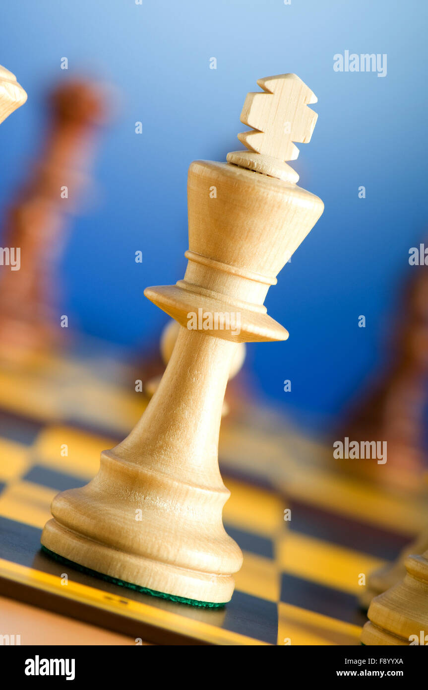 Set of chess figures on the playing board Stock Photo - Alamy