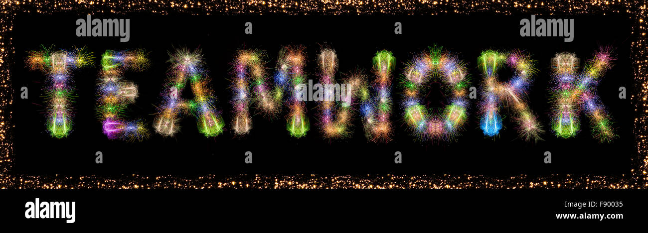 Businessl concept image of Teamwork message written with sparkle ...