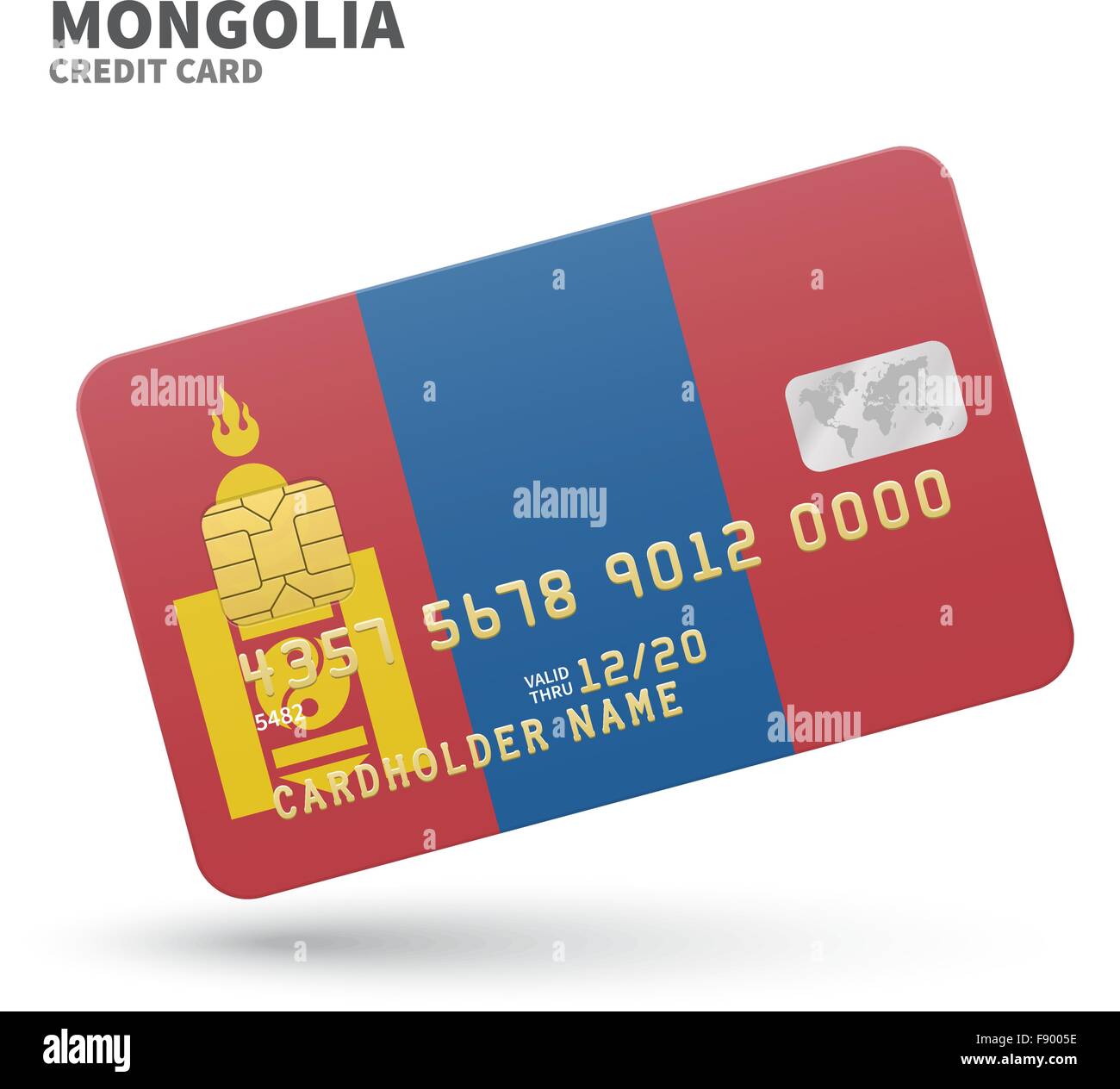 Credit card with Mongolia flag background for bank, presentations and ...