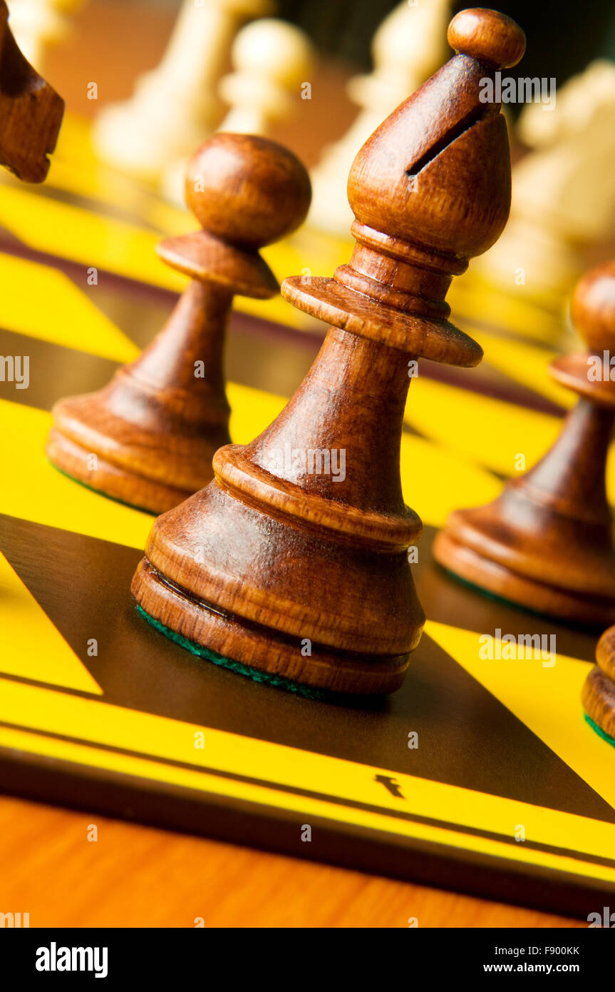 Set of chess figures on the playing board Stock Photo - Alamy