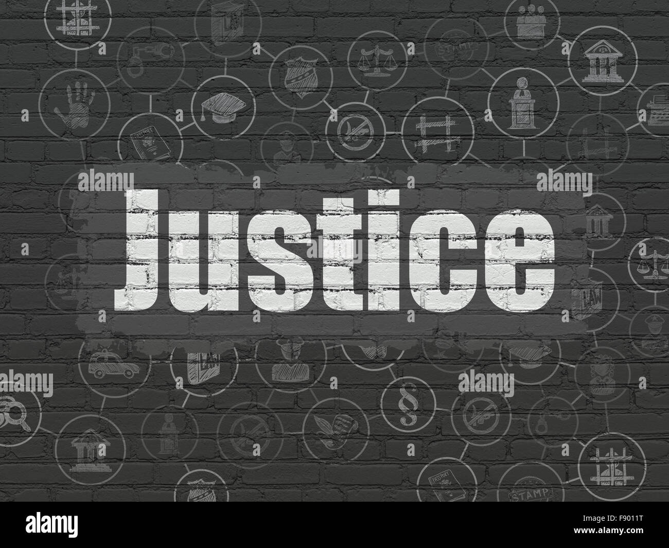 Law concept: Justice on wall background Stock Photo - Alamy