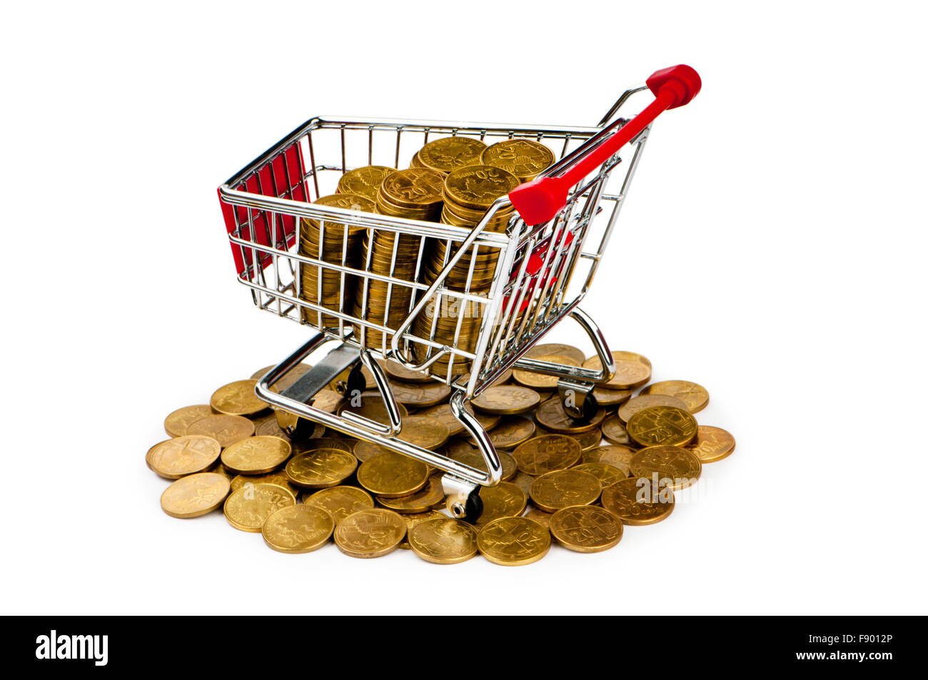 Gold coins in shopping cart Stock Photo - Alamy