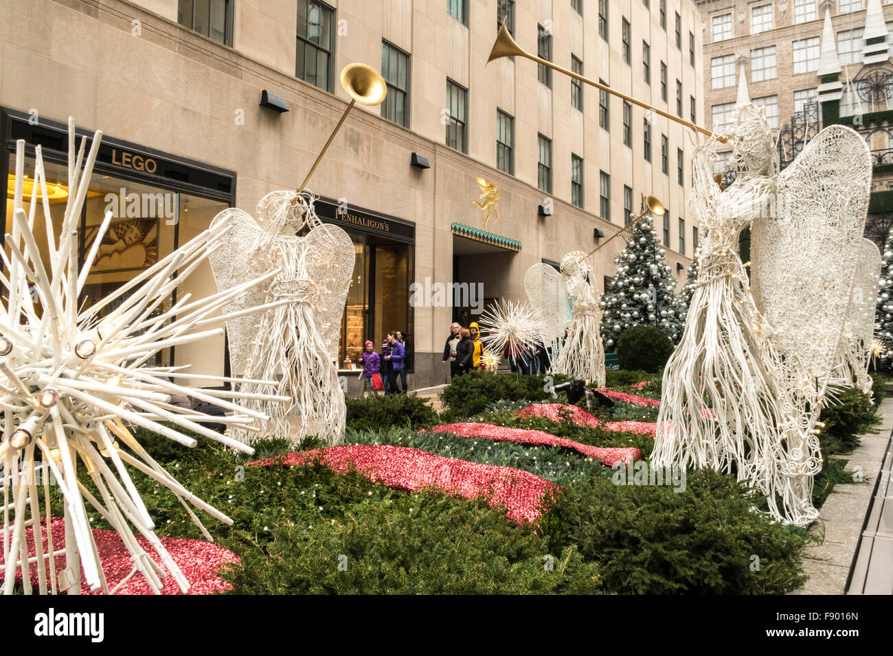 Herald Angel Decorations, Rockefeller Center, NYC Stock Photo - Alamy