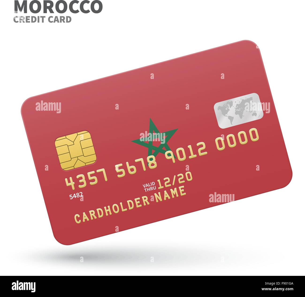 Credit card with Morocco flag background for bank, presentations and ...