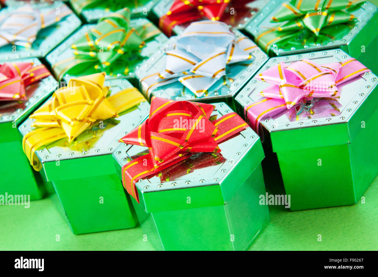 Many colourful gift boxes Stock Photo - Alamy