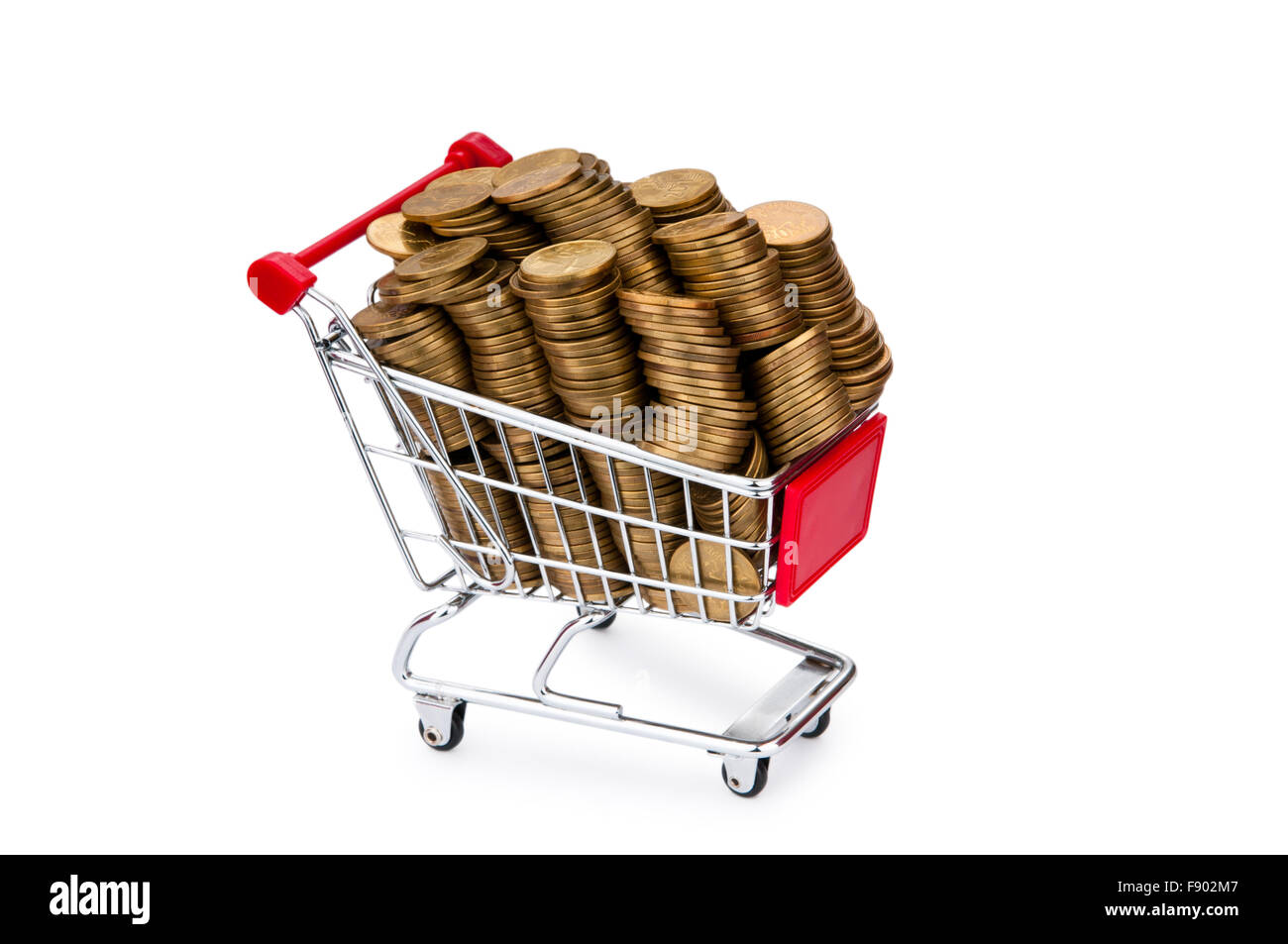Gold coins in shopping cart Stock Photo - Alamy