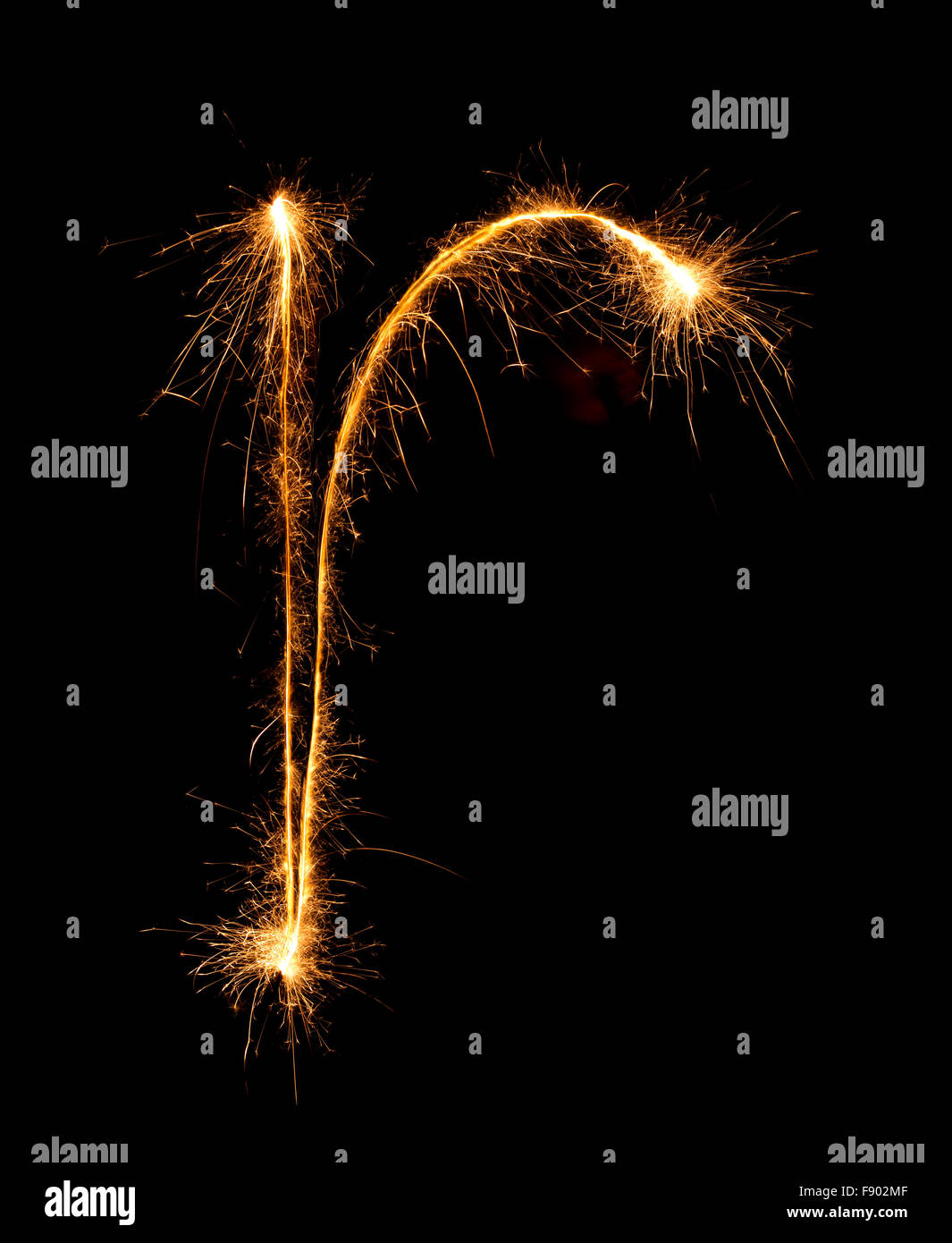 Sparkler firework light alphabet r (Small Letters) at night background ...