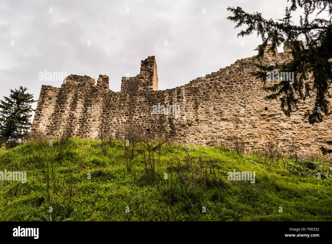 Old Byzantine fortress walls at Greece Stock Photo - Alamy