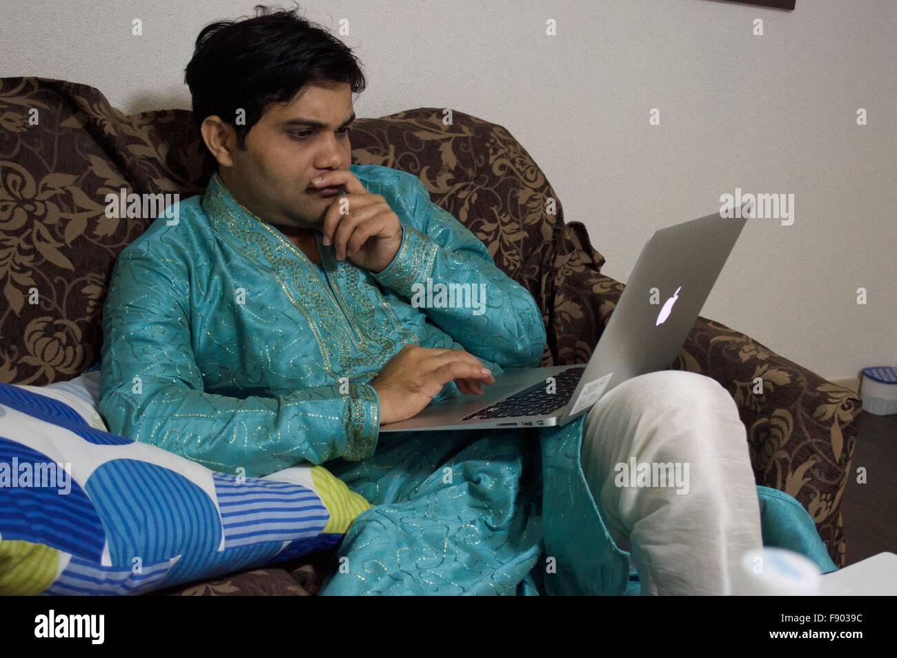 Man using leptop PC Stock Photo - Alamy