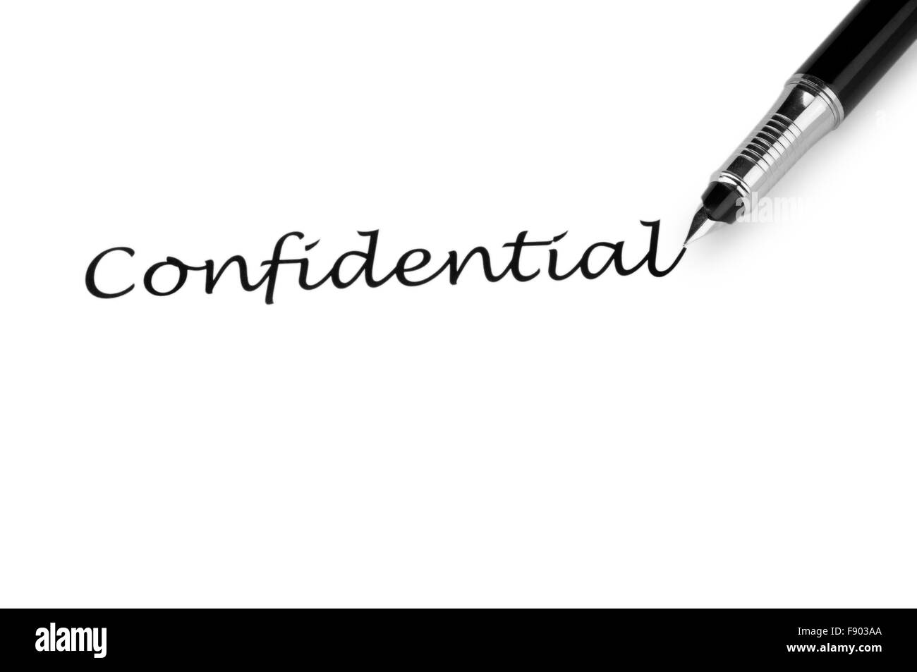 Pen and confidential message on white Stock Photo - Alamy
