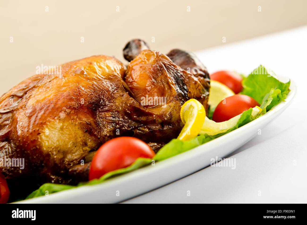Turkey roasted and served in the plate Stock Photo - Alamy