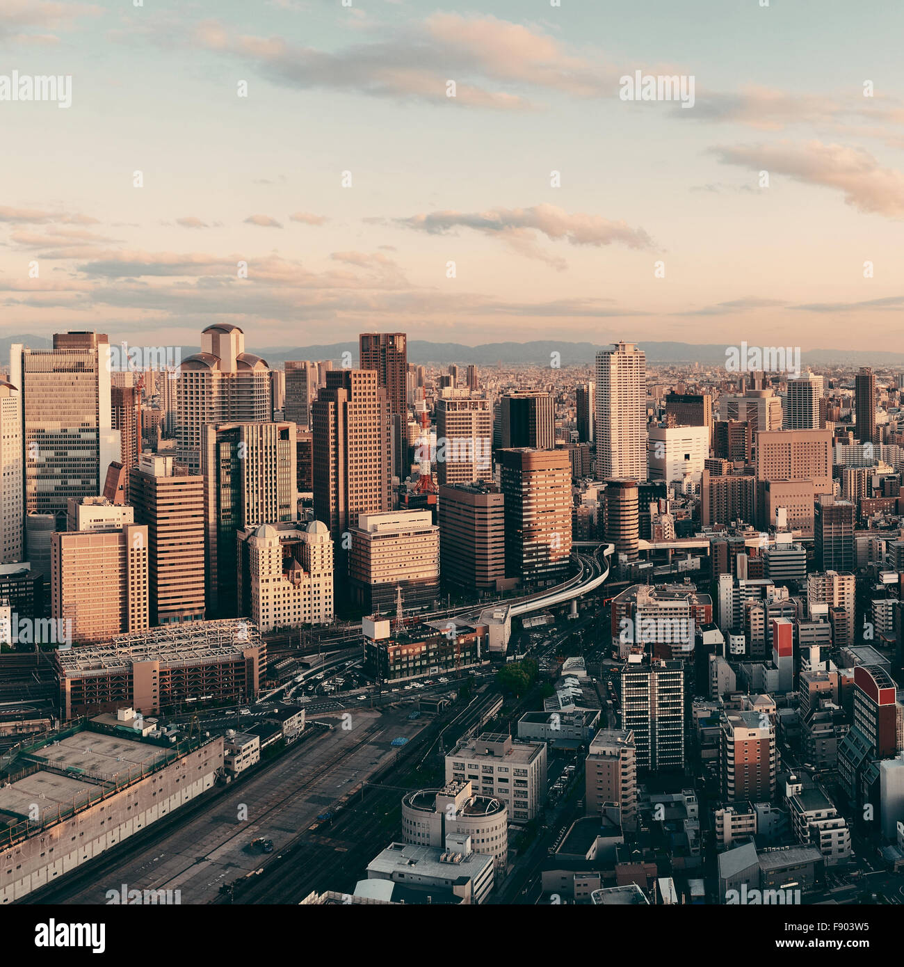 Osaka urban city rooftop view. Japan Stock Photo - Alamy