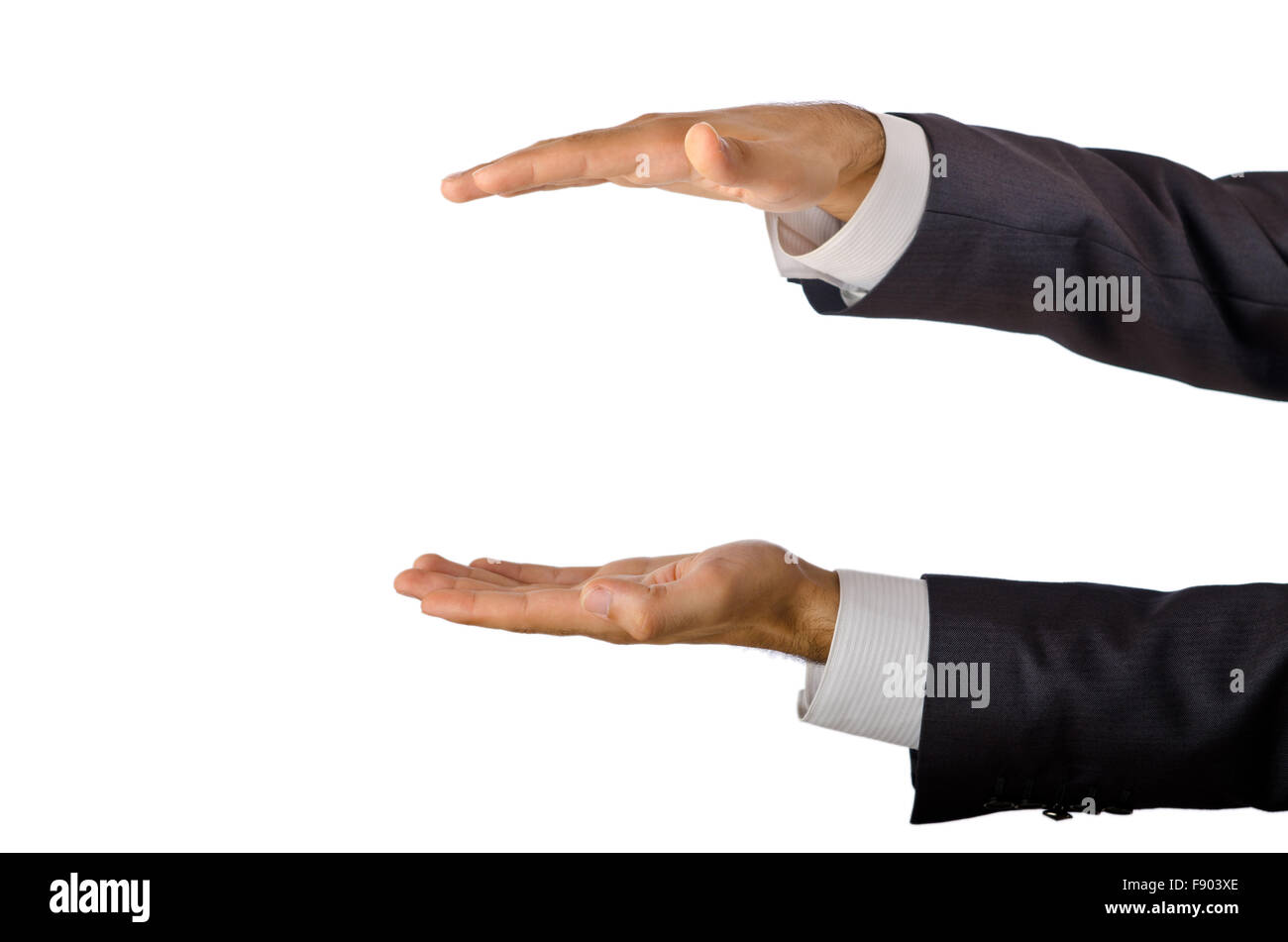 Businessman holding empty hands Stock Photo - Alamy