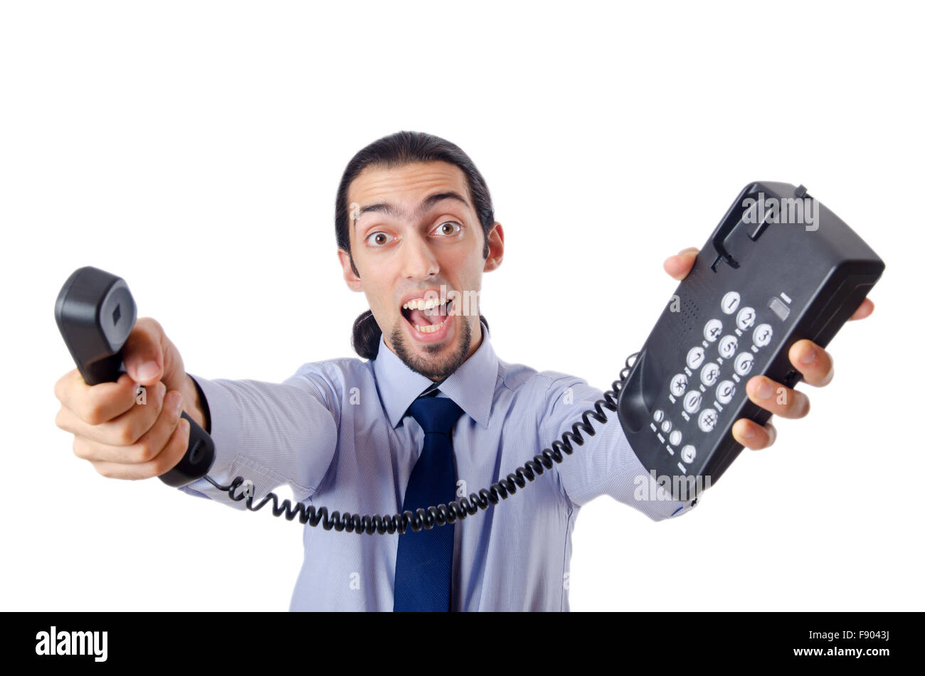 Angry businessman on the phone Stock Photo - Alamy
