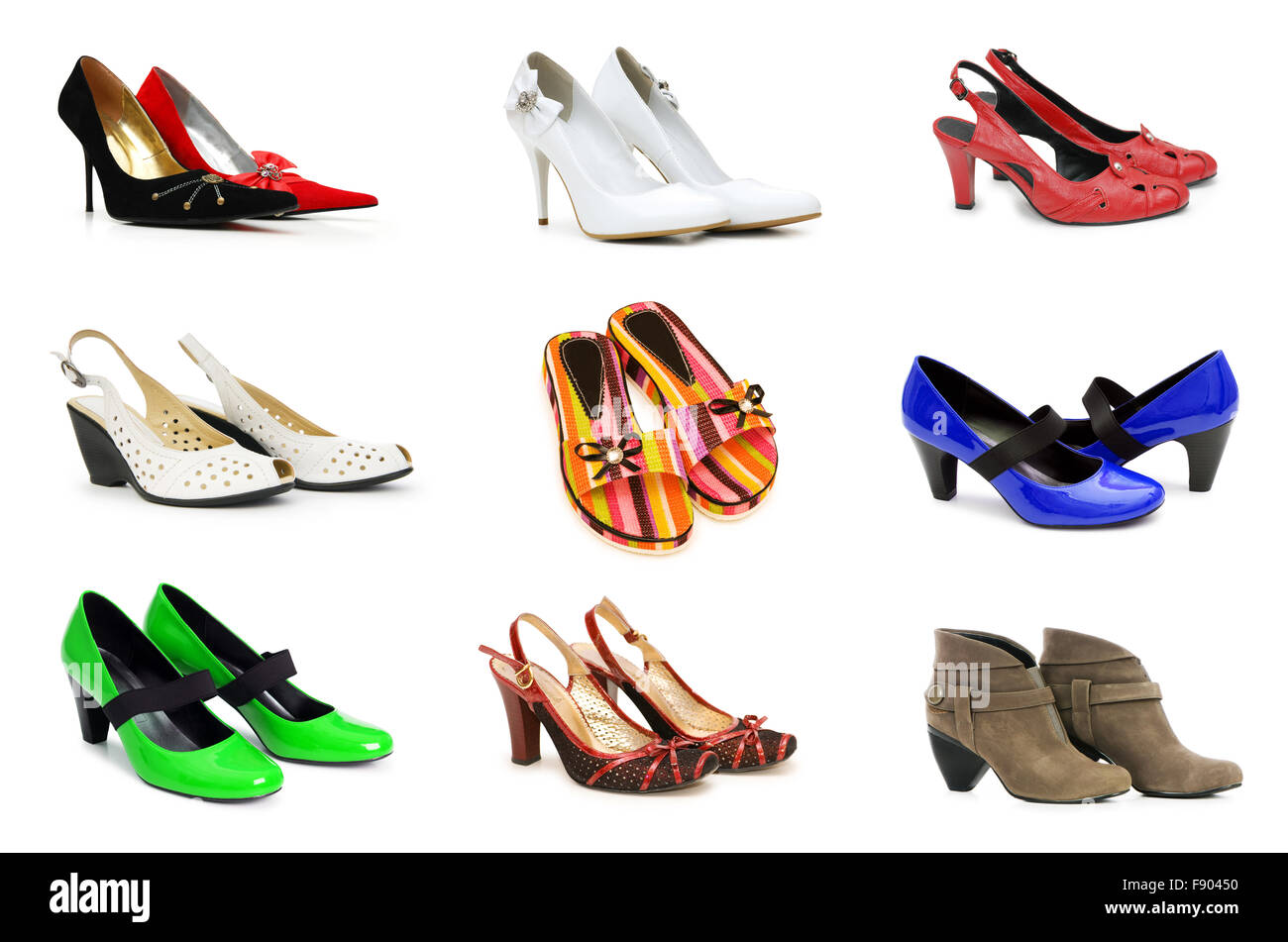 Collection of various shoes isolated on white Stock Photo - Alamy