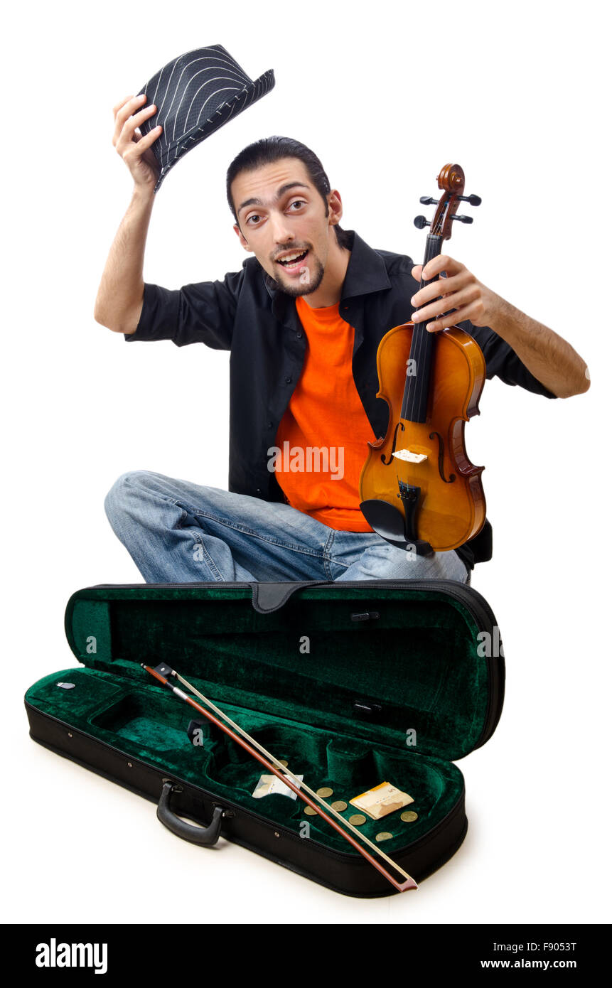 Violin player isolated on white Stock Photo - Alamy