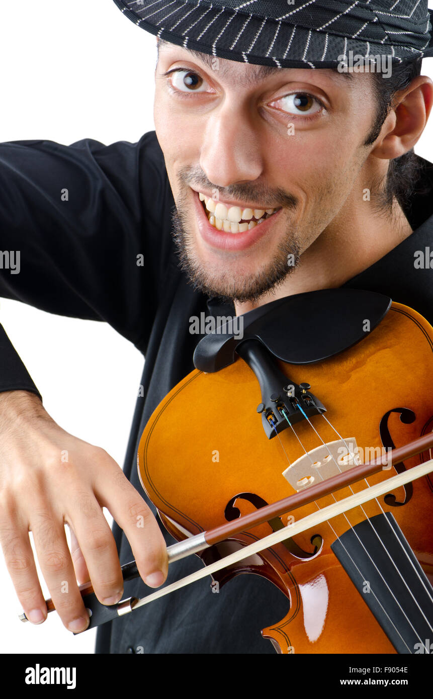 Violin player isolated on white Stock Photo - Alamy