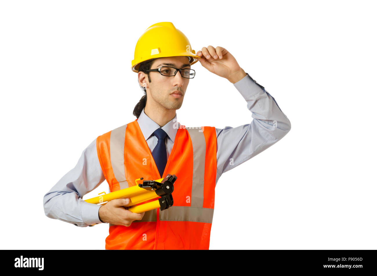 Young construction worker with hard hat Stock Photo - Alamy