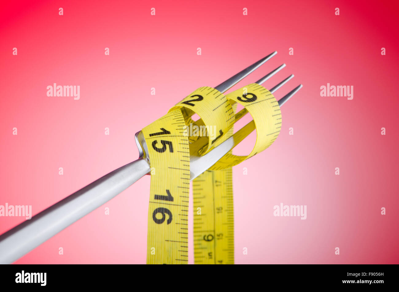 Dieting concept with fork and meter Stock Photo - Alamy