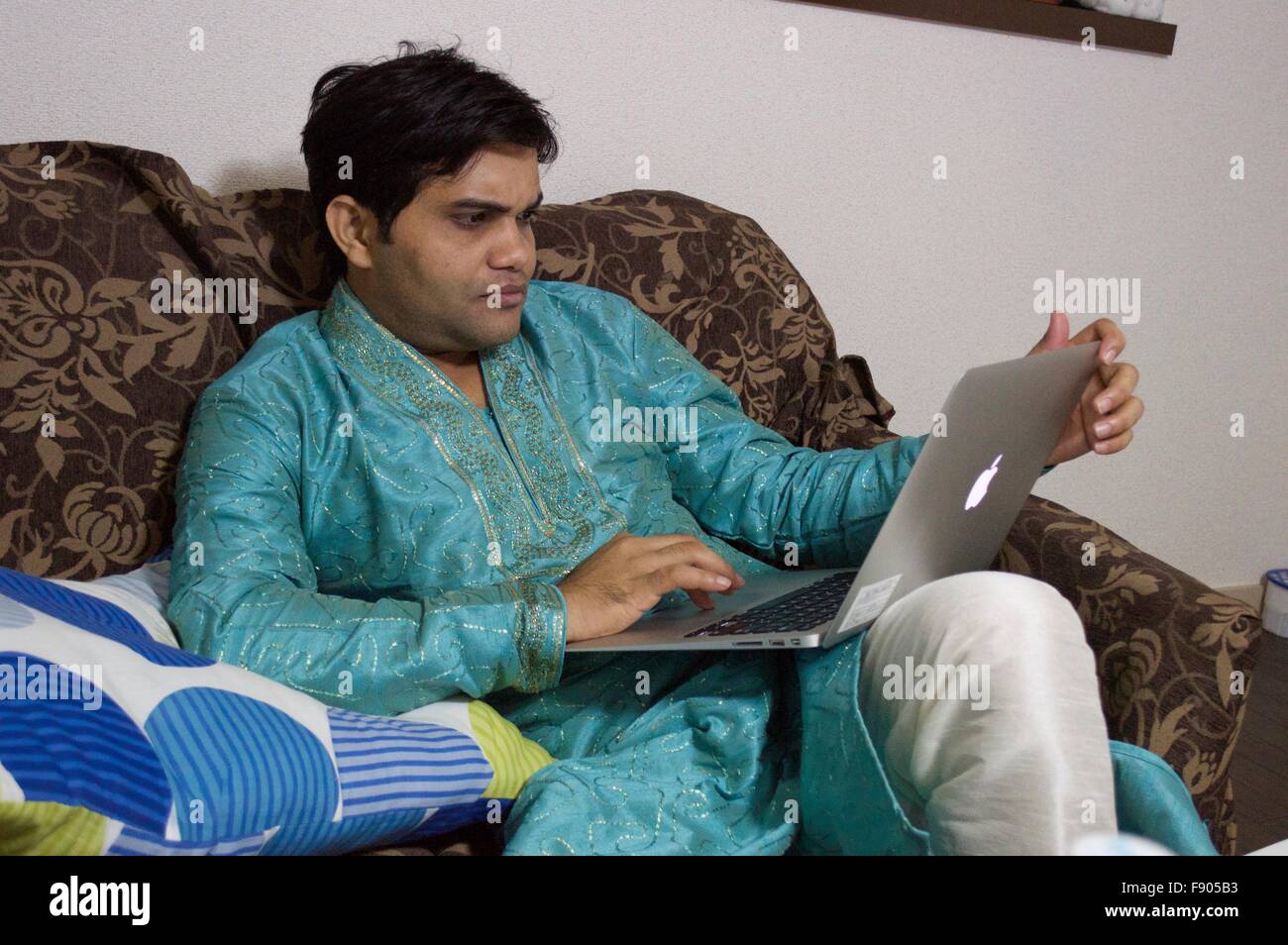 Man using leptop PC Stock Photo - Alamy