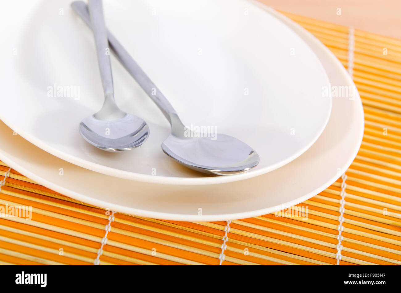 Empty plate with utensils Stock Photo - Alamy