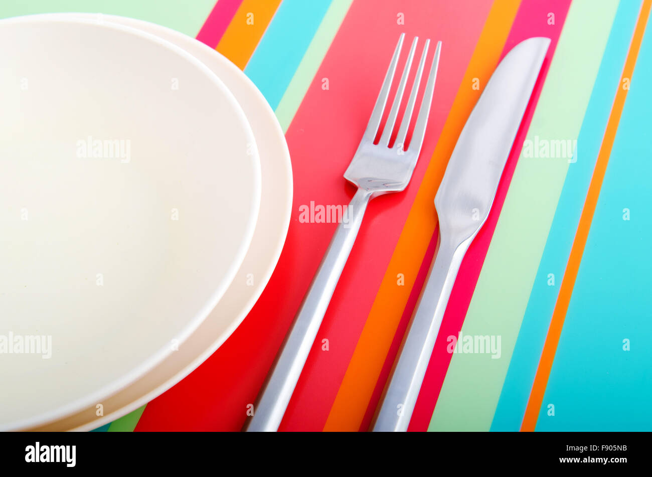 Empty plate with utensils Stock Photo - Alamy