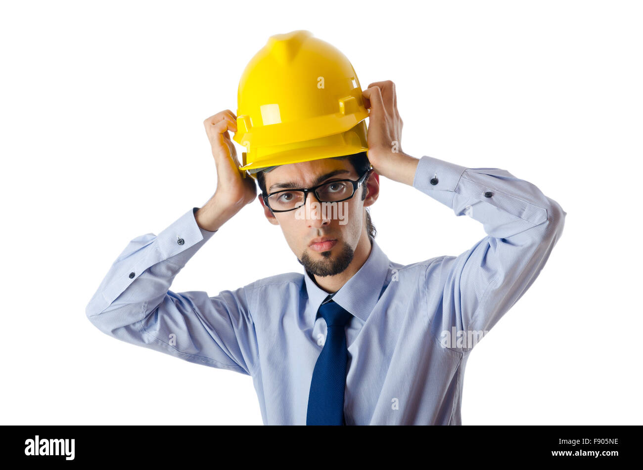 Construction safety concept with builder Stock Photo - Alamy
