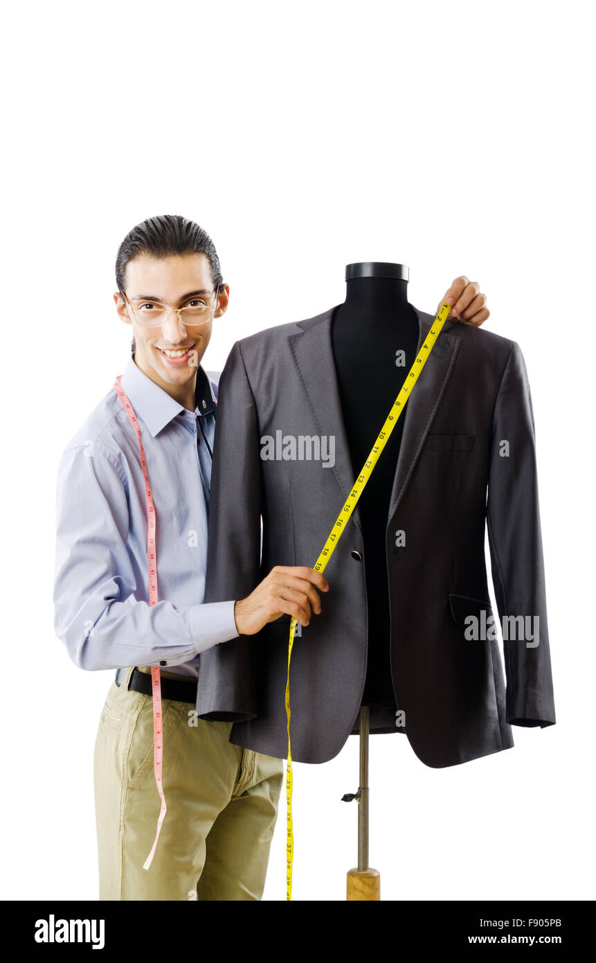 Tailor working isolated on white Stock Photo - Alamy