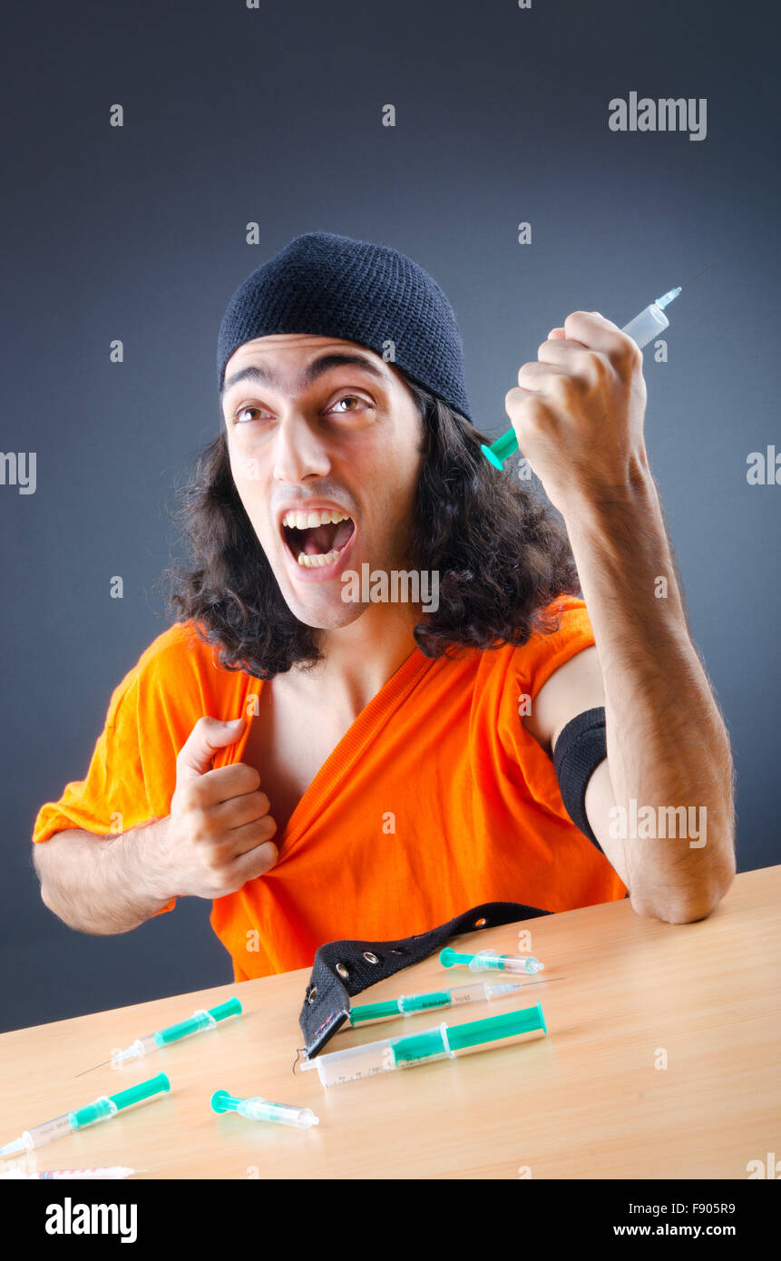 Teenager hand heroin syringe hi-res stock photography and images - Alamy