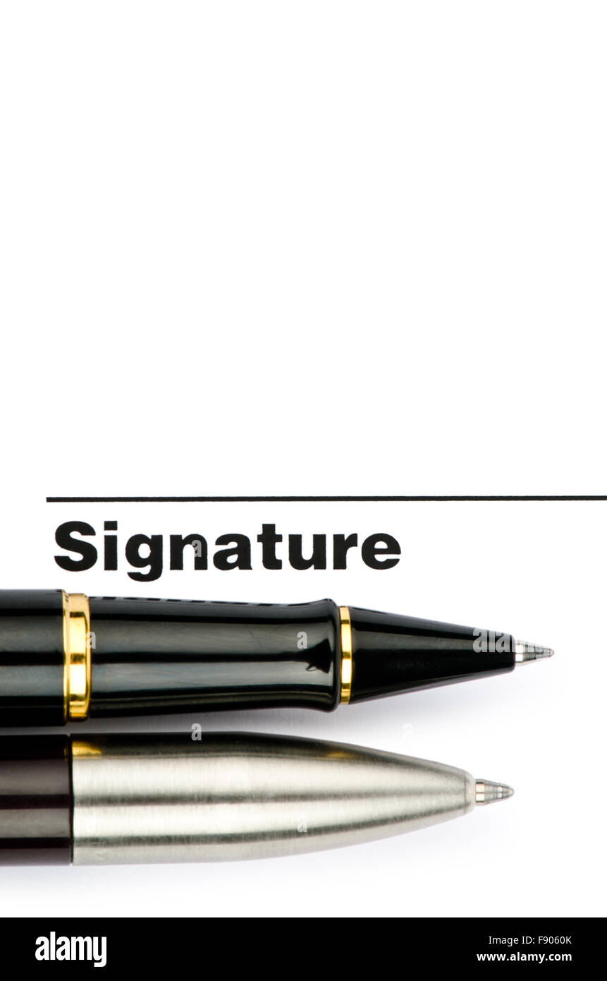 Pen and signature isolated on white Stock Photo - Alamy