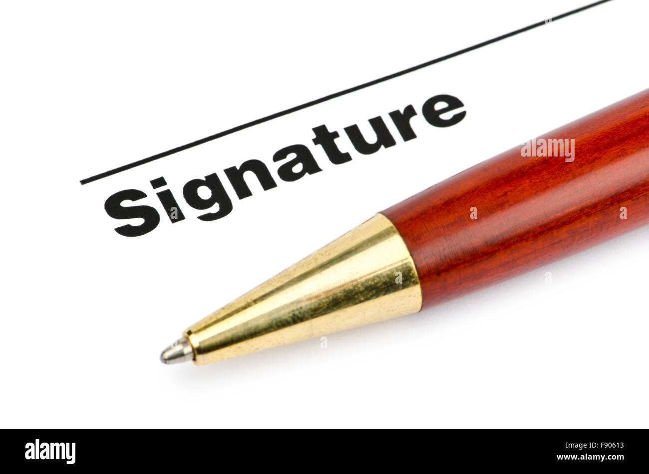 Pen and signature isolated on white Stock Photo - Alamy