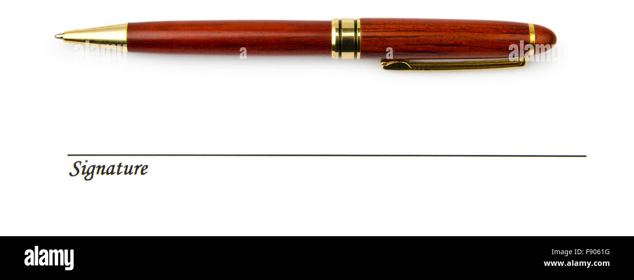 Pen and signature isolated on white Stock Photo - Alamy