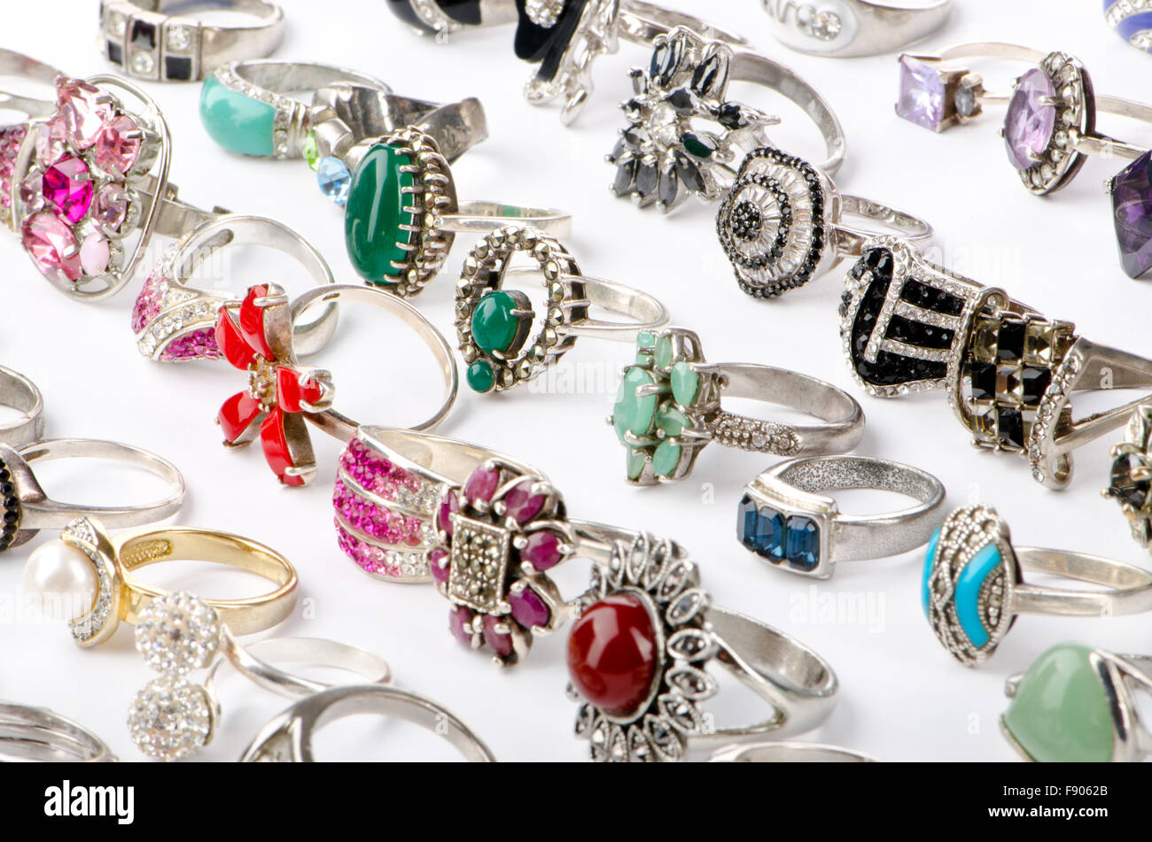Selection of many precious rings Stock Photo - Alamy