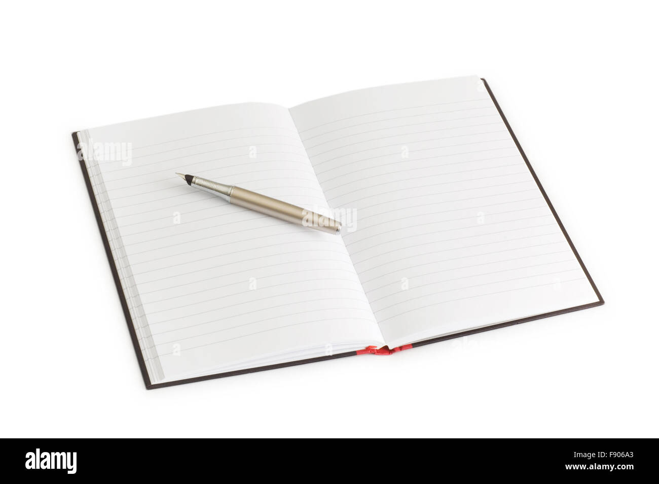 Pen over the notebook isolated on the white Stock Photo - Alamy