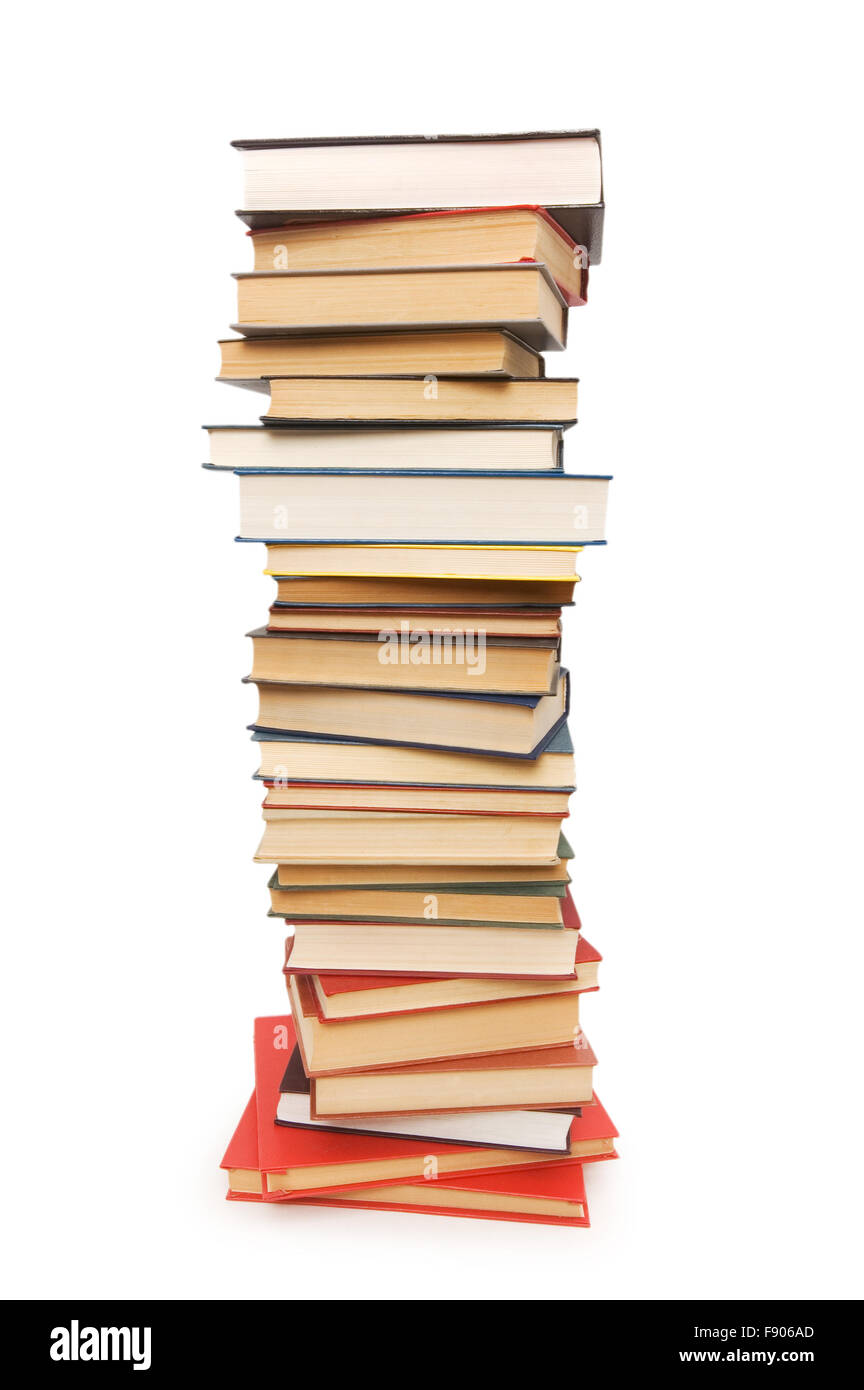Stack of books isolated on the white background Stock Photo - Alamy