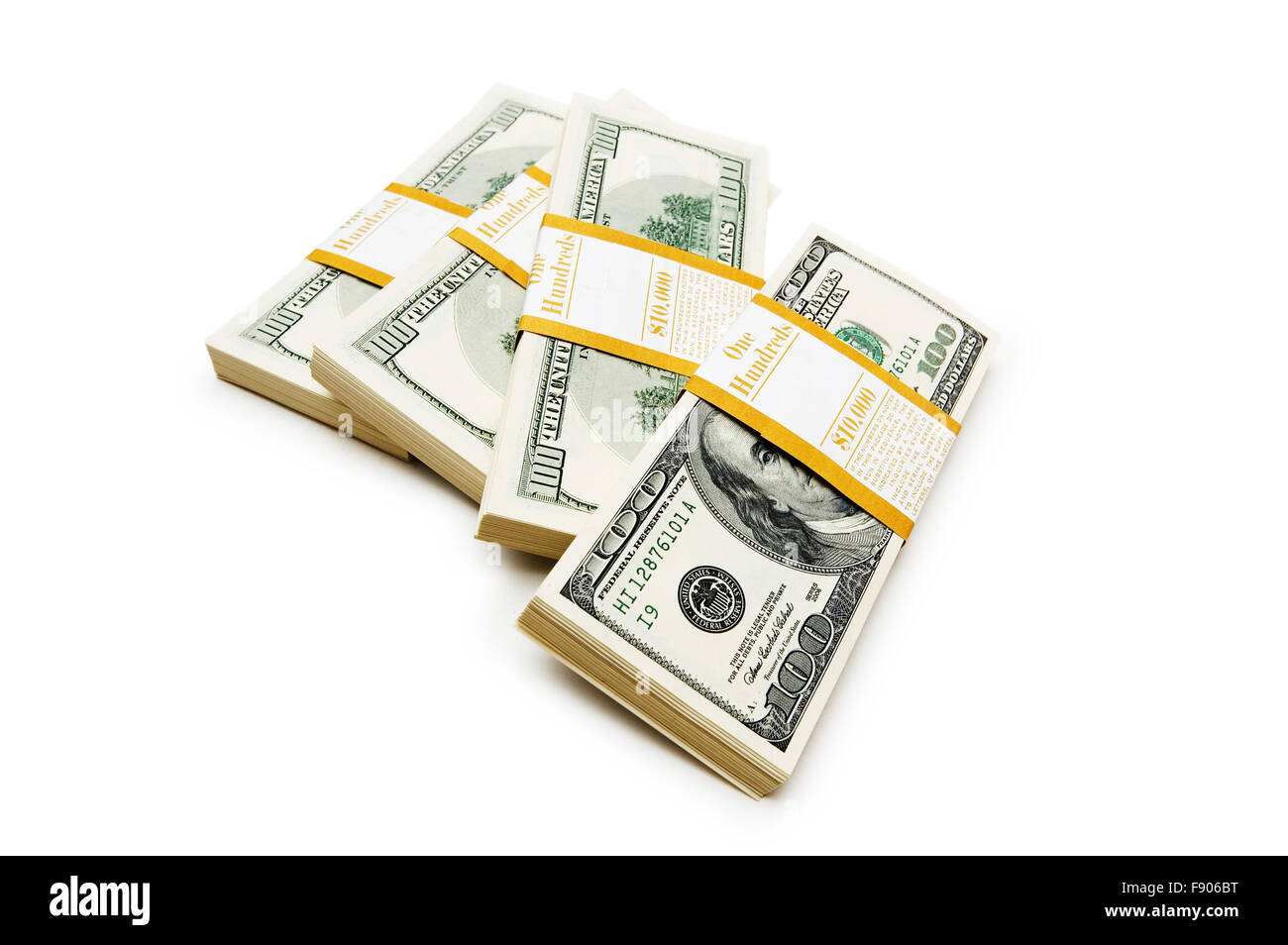Ten thousand dollar stacks on the white Stock Photo - Alamy