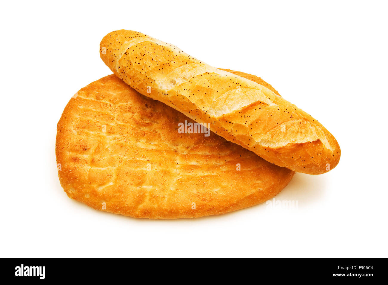 Two bread loaves isolated on the white Stock Photo - Alamy