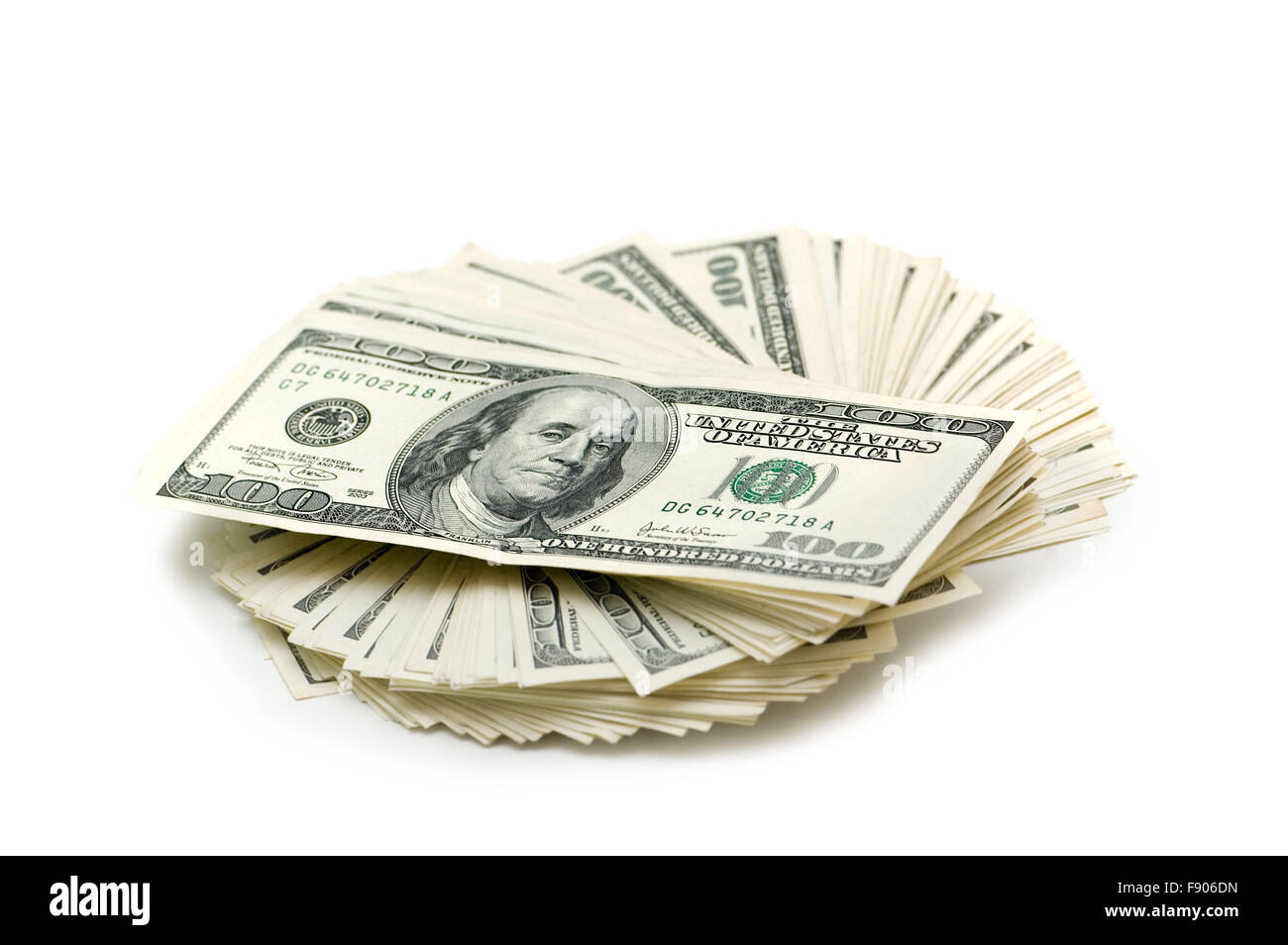 Stack of american dollars isolated on white Stock Photo - Alamy