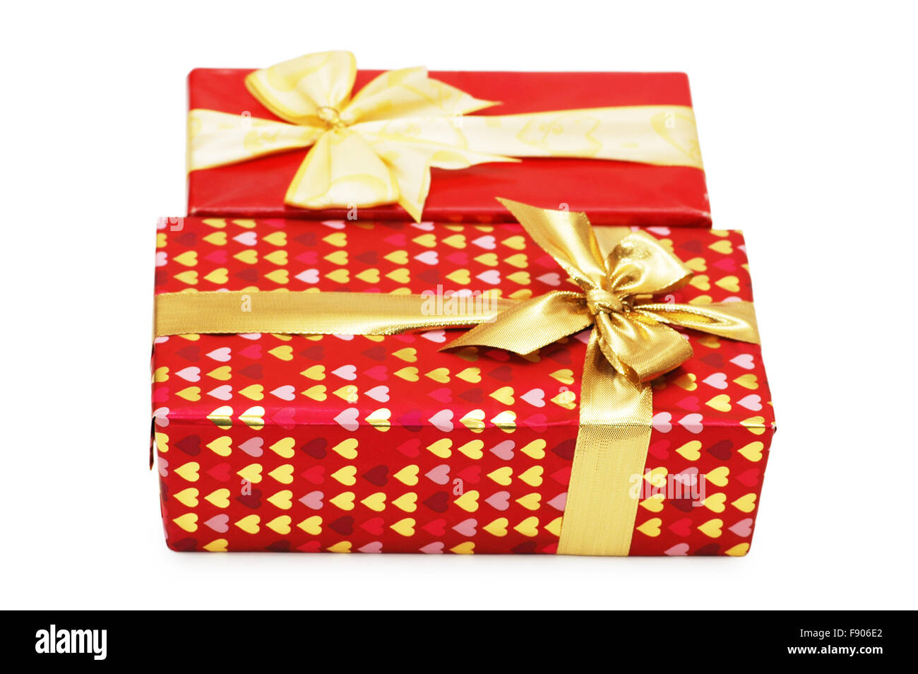 Two giftboxes isolated on the white background Stock Photo - Alamy