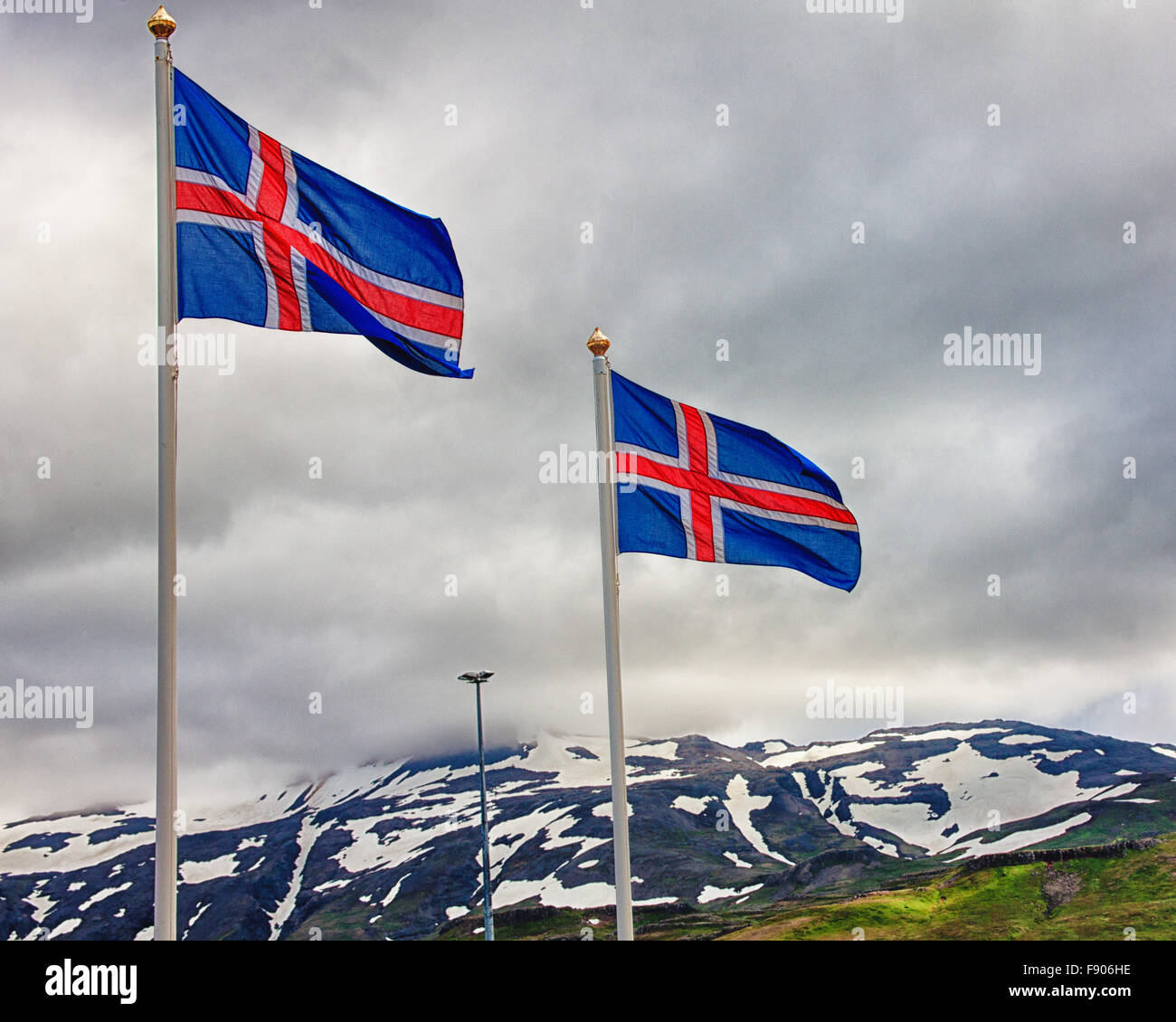 Iceland. 30th July, 2015. A pair of flags of the republic of Iceland ...