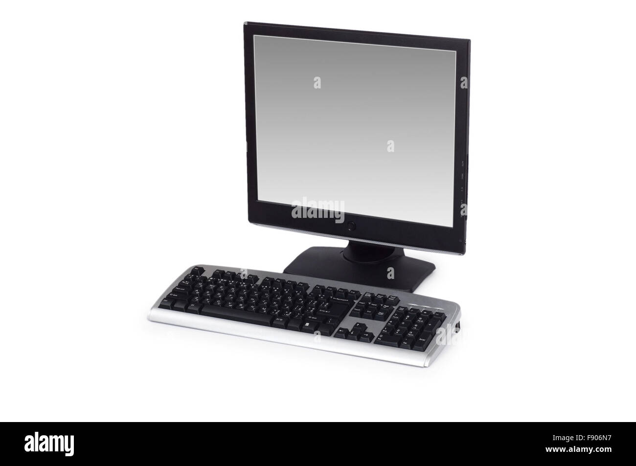 Computer with flat screen isolated on white Stock Photo - Alamy
