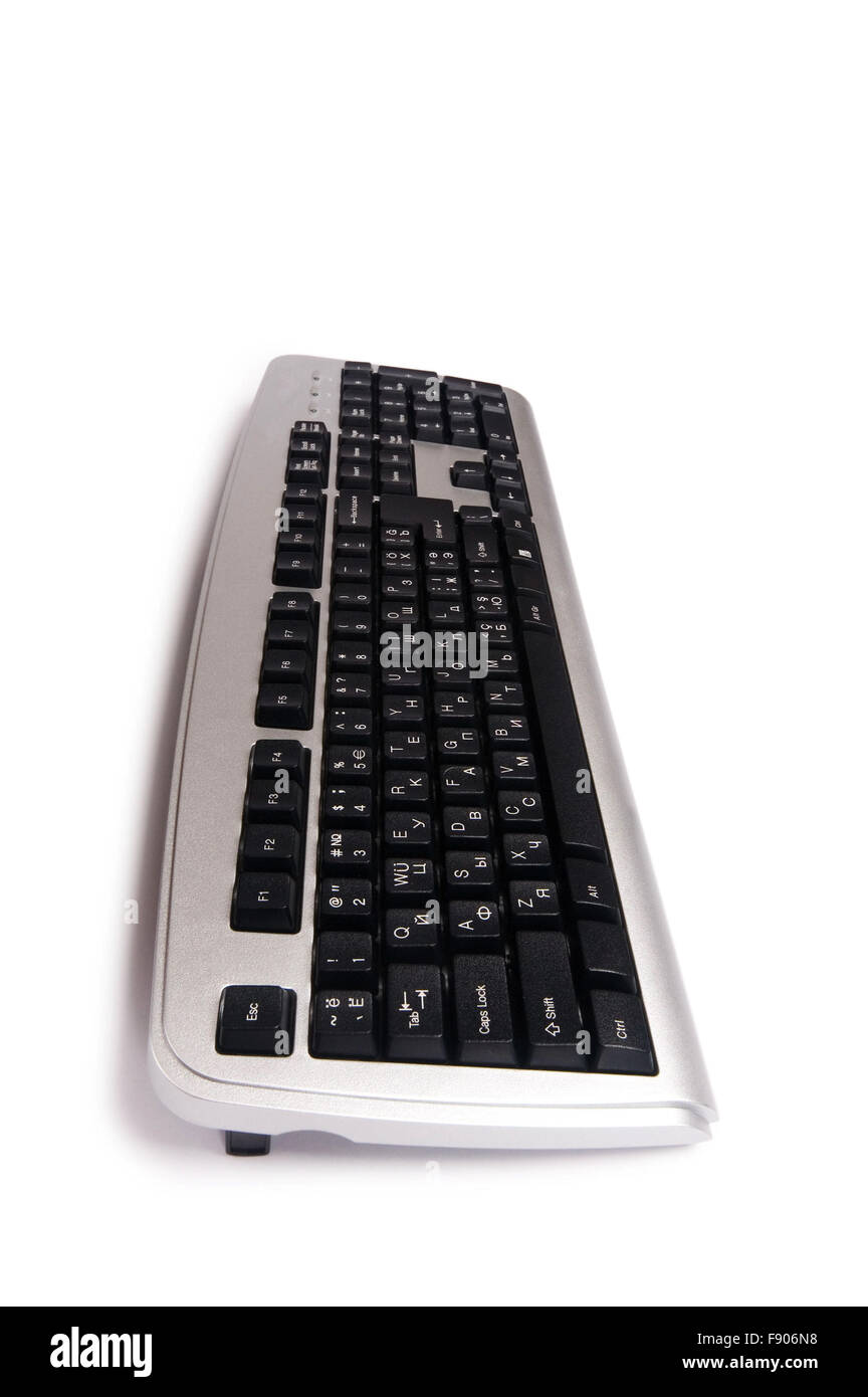 Silver keyboard isolated on the white background Stock Photo - Alamy