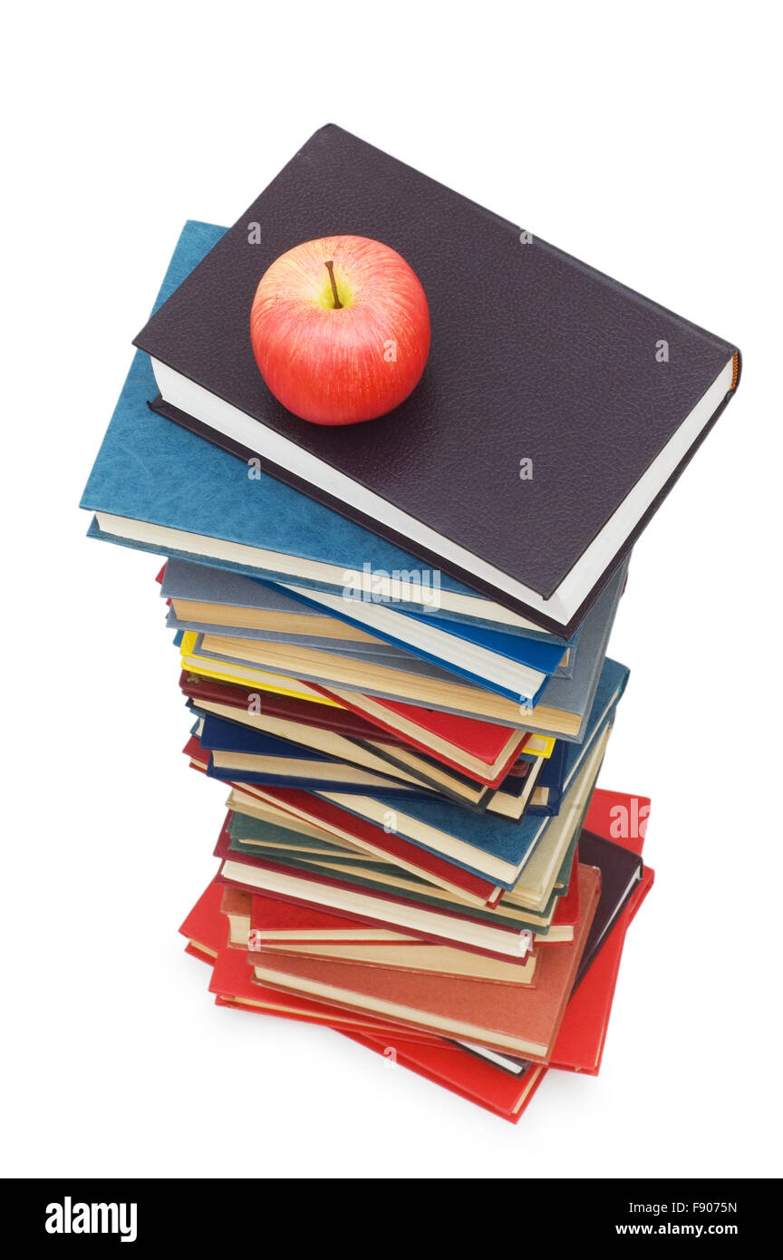 Back to school concept with books and apple Stock Photo - Alamy