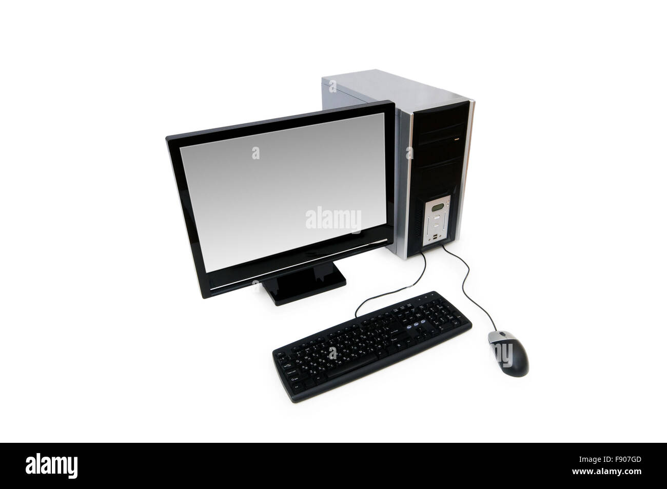 Computer with flat screen isolated on white Stock Photo - Alamy
